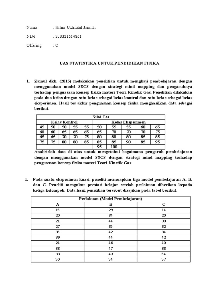 Soal UAS Statistika | PDF