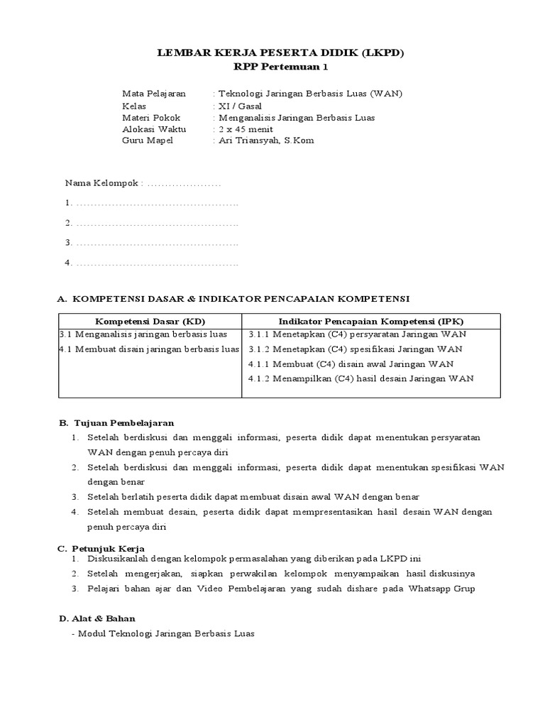 LKPD Teknologi Jaringan WAN | PDF