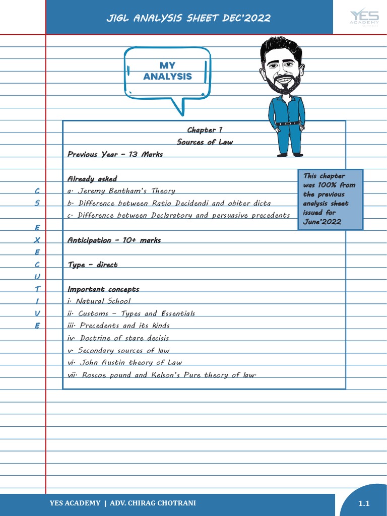 JIGL Chapter 1 Analysis Sheet Dec'2022 | PDF