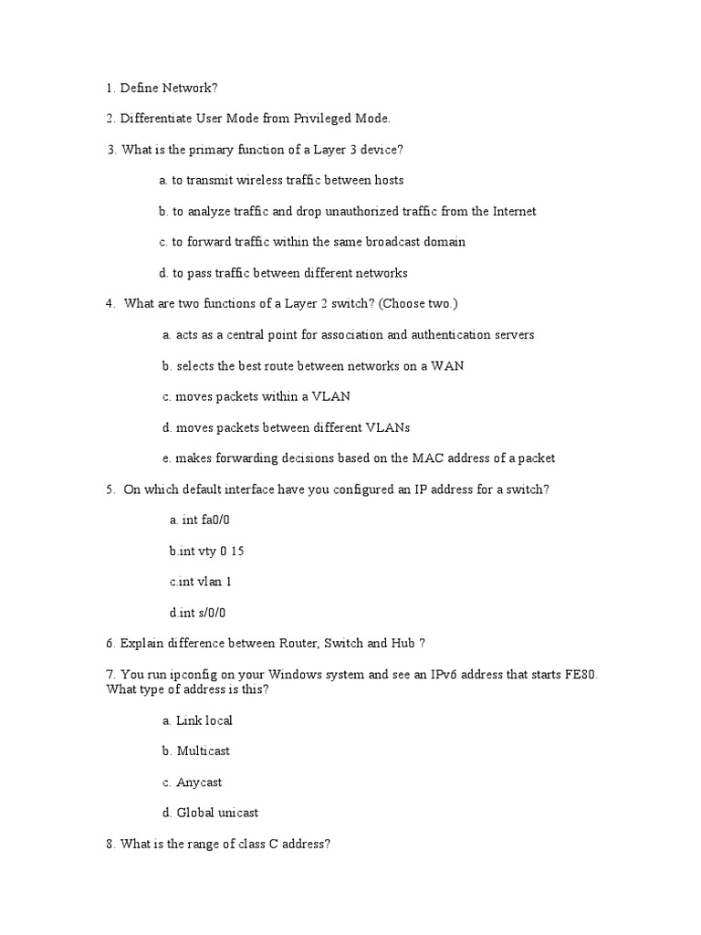 CCNA Question-Aug 2022 | PDF | Ip Address | Computer Network