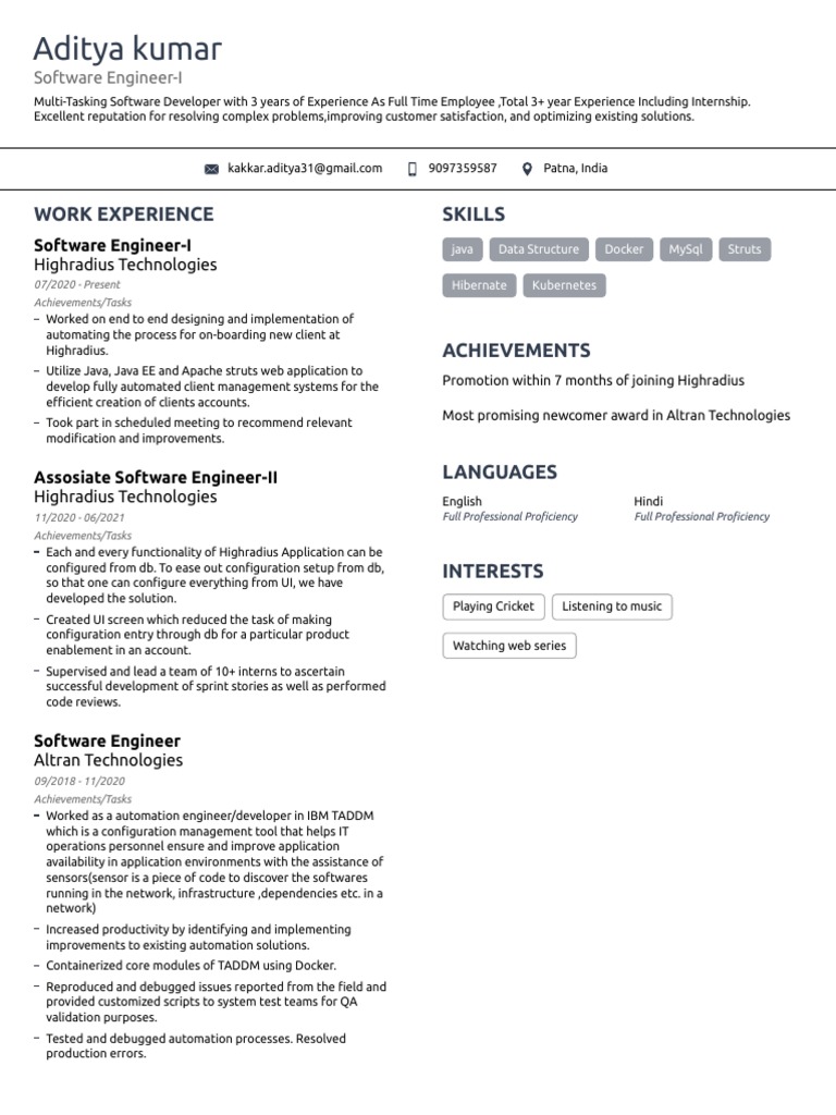 Aditya's Resume | PDF | Automation | Java (Programming Language)