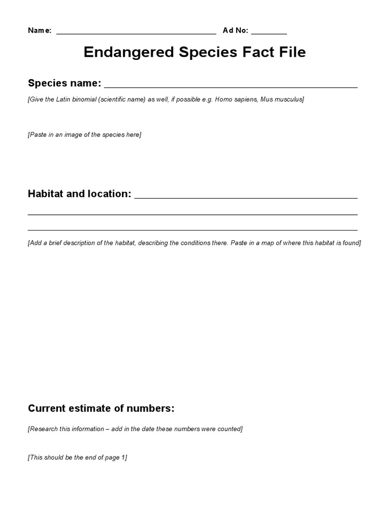 Endangered Species Fact File | PDF