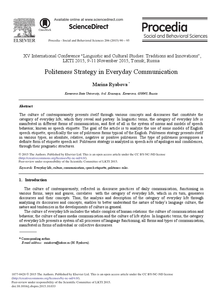 Politeness Strategy in Everyday Communication | PDF | Etiquette ...