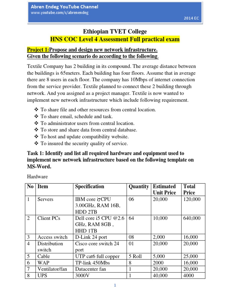 HNS COC Level 4 Practice Exam Full Package New | PDF | Computer Network | Backup