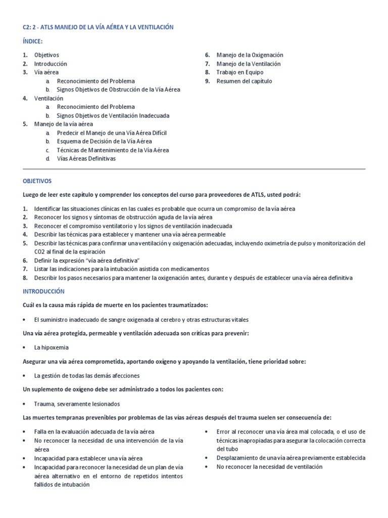 ATLS Capítulo 2 Manejo de La Vía Aérea y La Ventilación - ATLS 10 ...