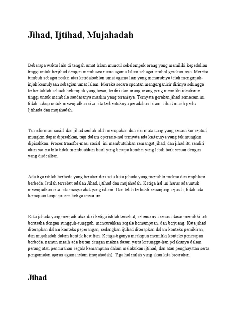 Jihad, Ijtihad, Mujahadah | PDF