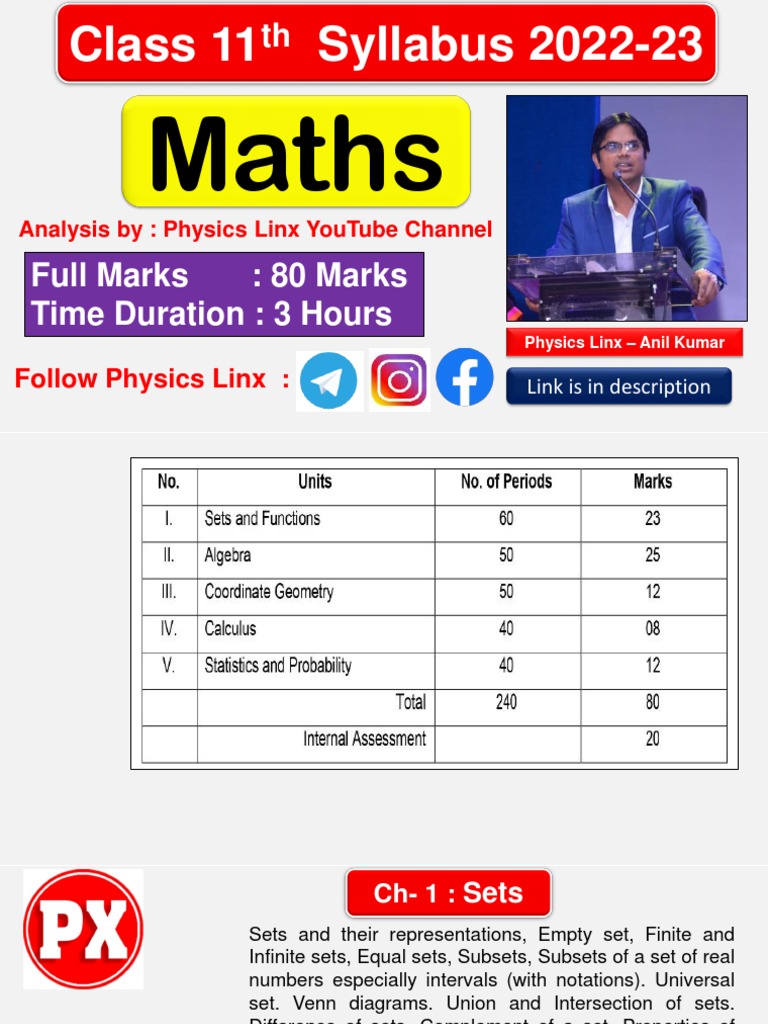 Class 11 Maths Syllabus 2022-23 | PDF | Function (Mathematics) | Set ...
