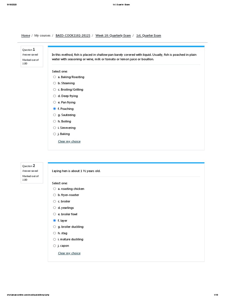 Cookery g12 First Quarter Exam PDF | PDF | Grilling | Sauce