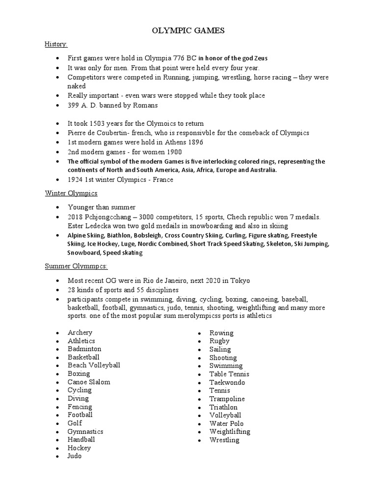 Olympic Games | PDF | Olympic Games | Winter Olympic Games