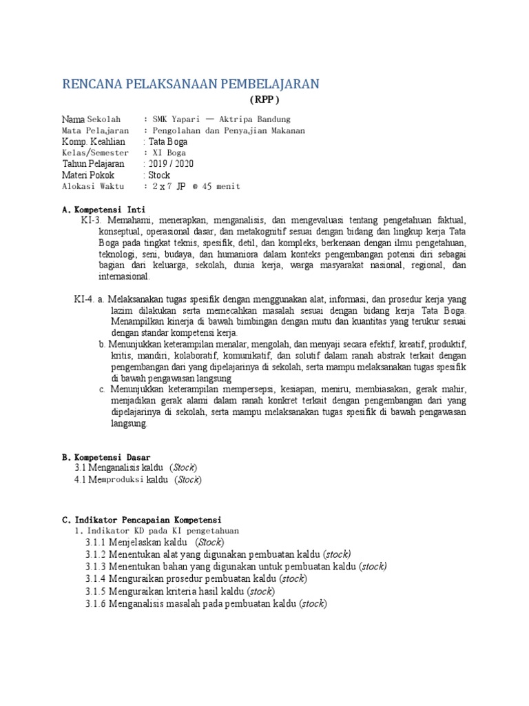 PBL RPP PPM KD 3.1 Stock | PDF