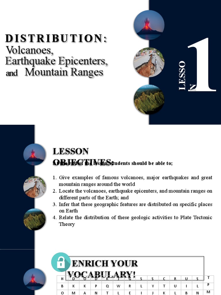 Lesson 1 - Distribution of Volcanoes, Earthquake Epicenters, and ...