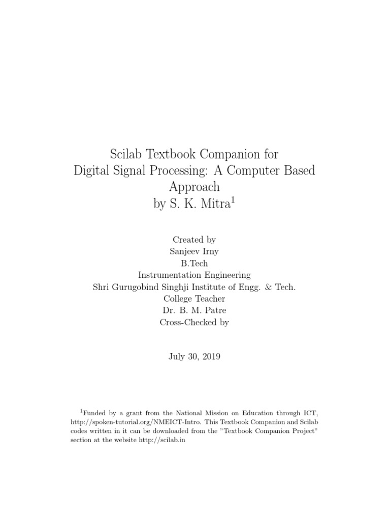 Scilab Guide for DSP Students | PDF | Discrete Fourier Transform | Digital Signal Processing