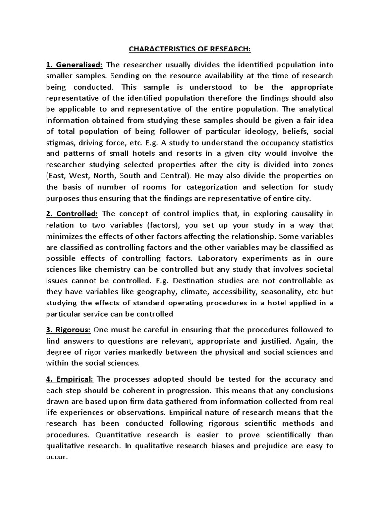 Characteristics of Research | PDF | Validity (Statistics) | Experiment