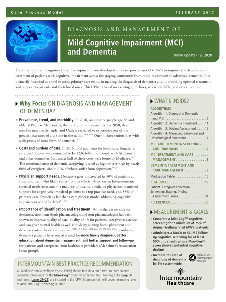 Mild Cognitive Impairment Mci And Dementia Cpm Pdf Dementia
