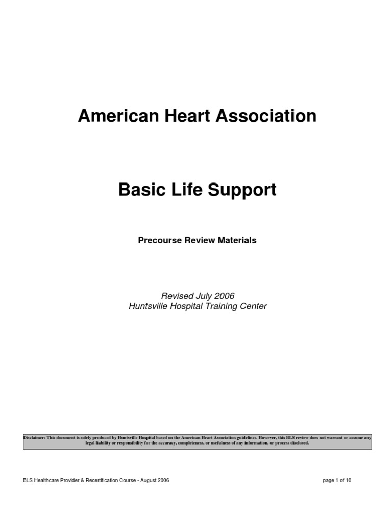 American Heart Association: Precourse Review Materials | PDF ...