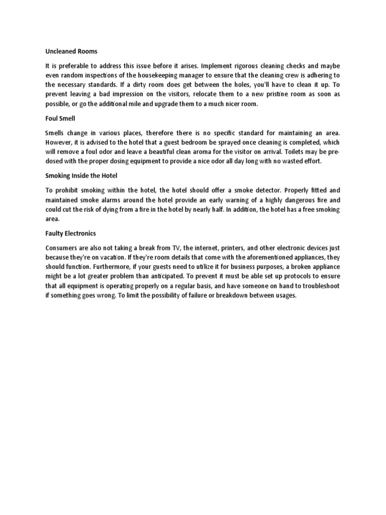 Uncleaned Rooms - Accom | PDF