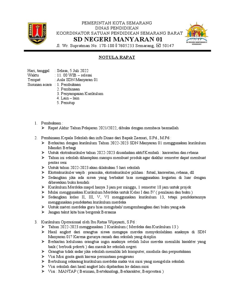 Notula Rapat Kurmer Pdf
