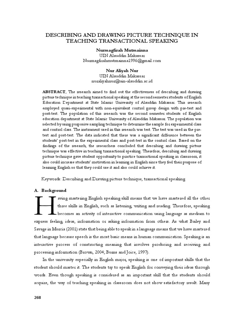 Describing and Drawing Picture Technique | PDF | Student's T Test | Speech