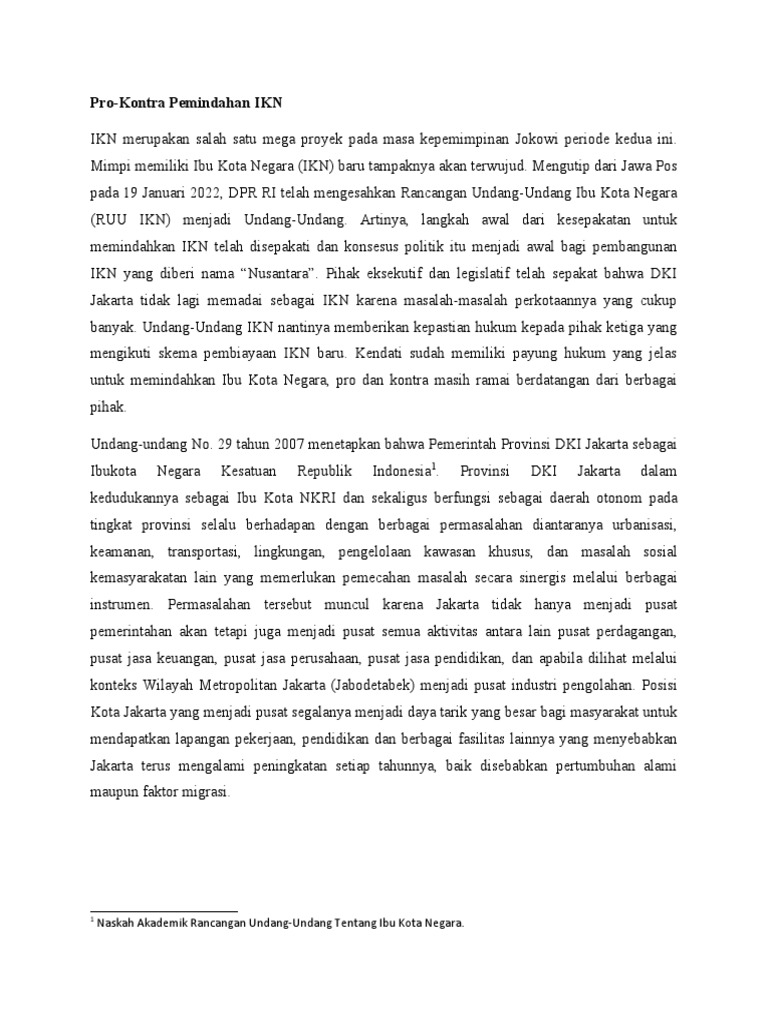 Pro Kontra IKN | PDF | Politik | Sains & Matematika
