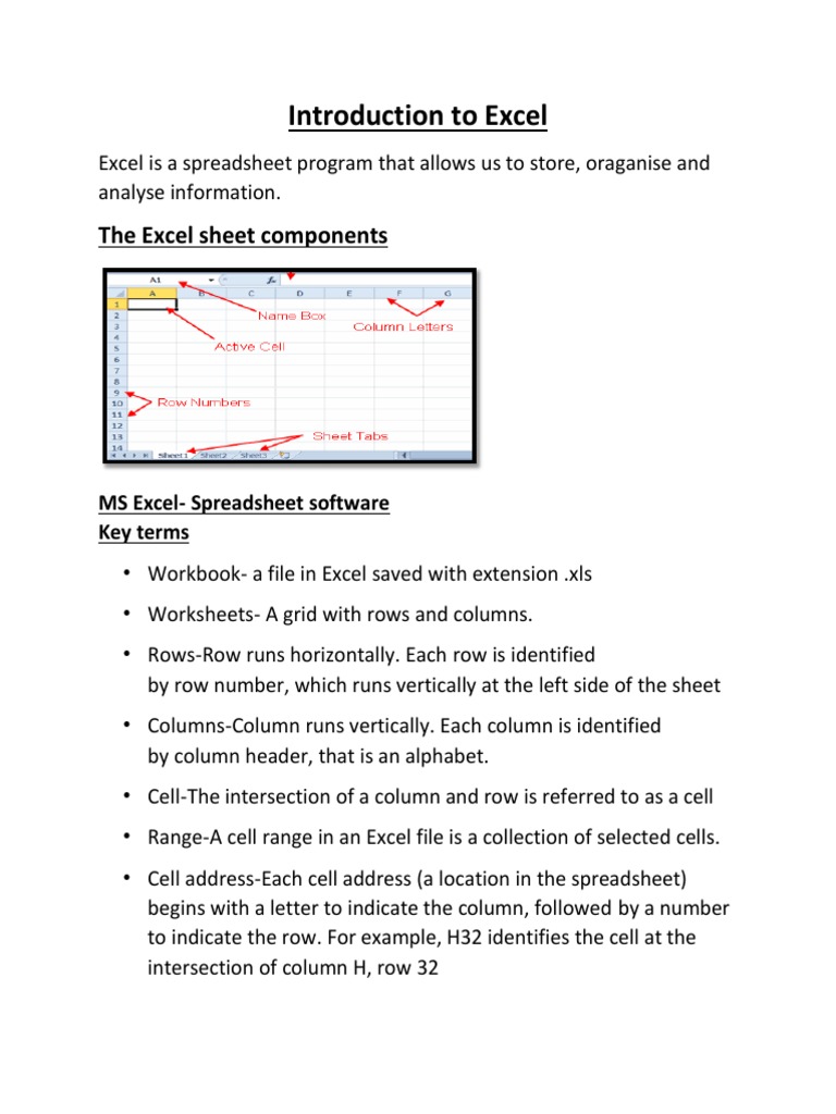 Grade 5 Excel Notes | PDF | Microsoft Excel | Spreadsheet