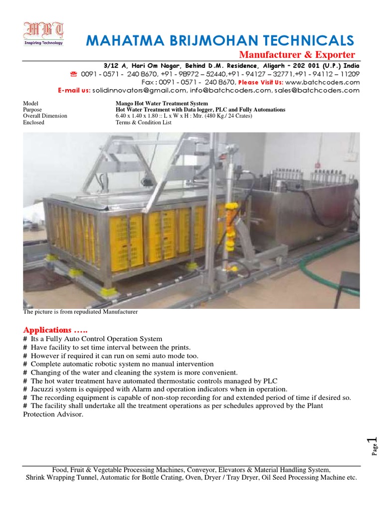 Mango Processing Automation | PDF | Water Heating | Programmable Logic ...