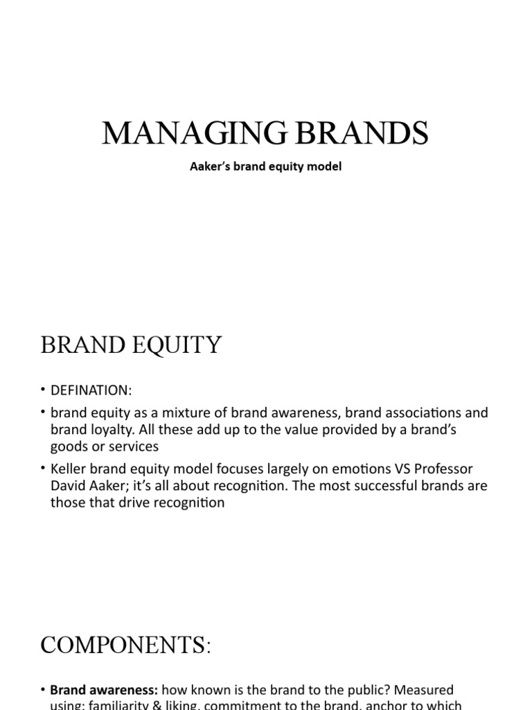 Aaker's Brand Equity Model Explained | PDF
