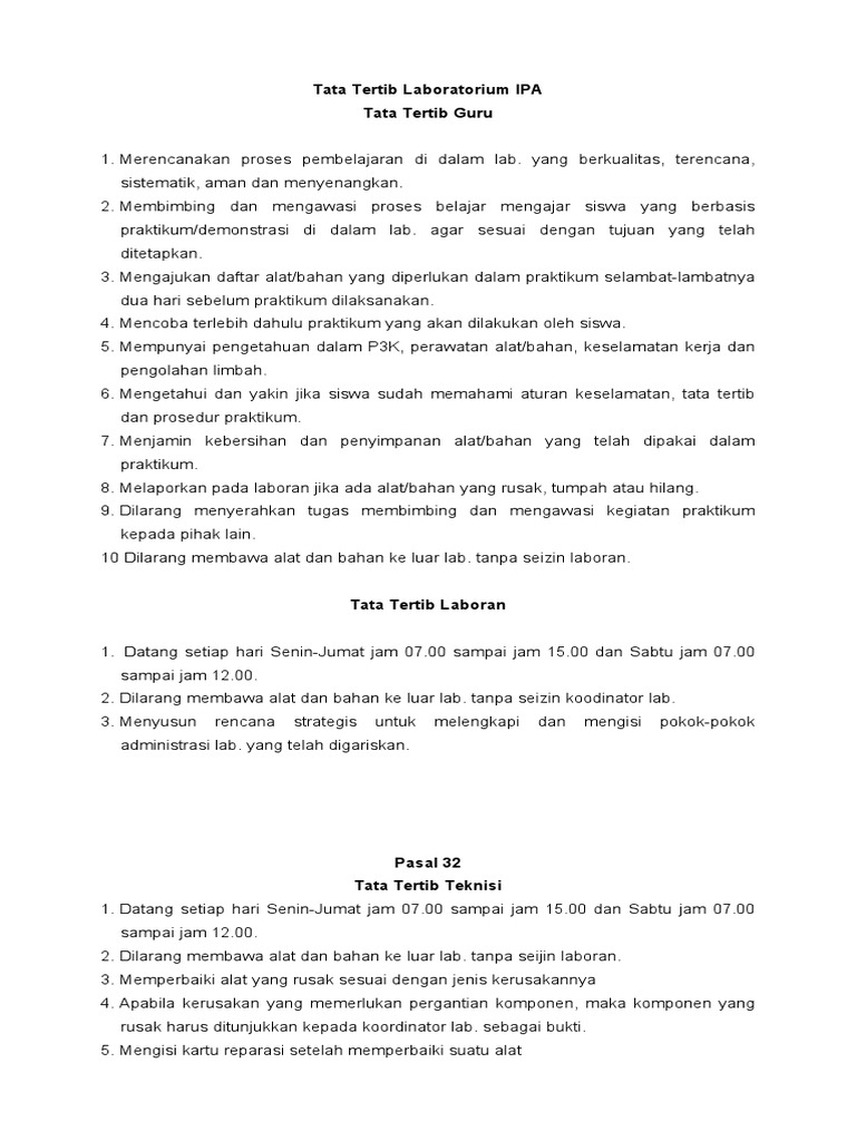 1.1.2.tata Tertib Laboratorium IPA | PDF