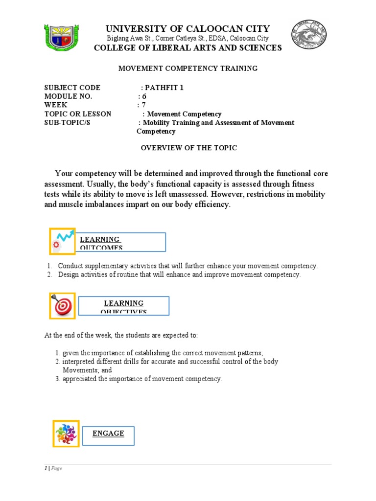 Pathfit 1 Module 6 Week 7 | PDF | Rubric (Academic) | Learning