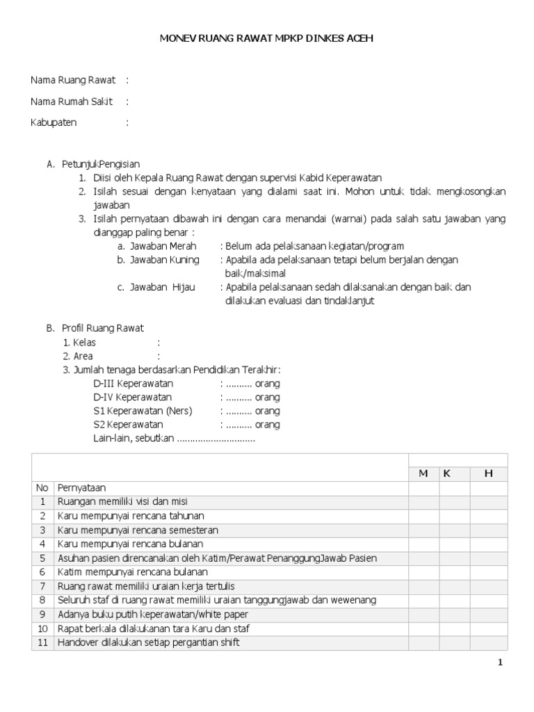 Daftar Tilik MPKP (Monev) 2021 | PDF
