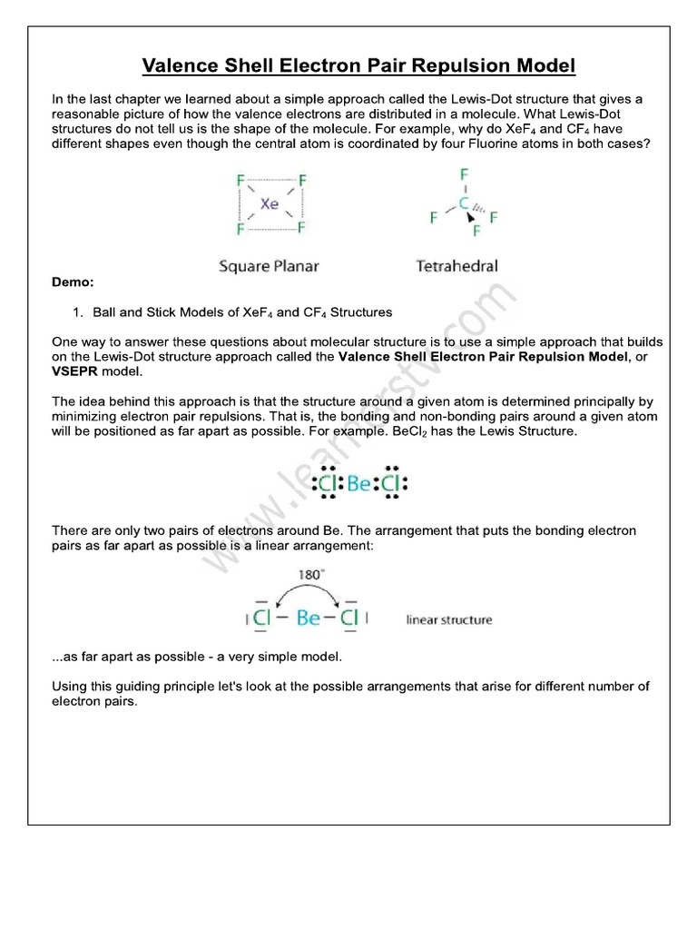 Valance Shell Electron Pair Repulsion Model | PDF