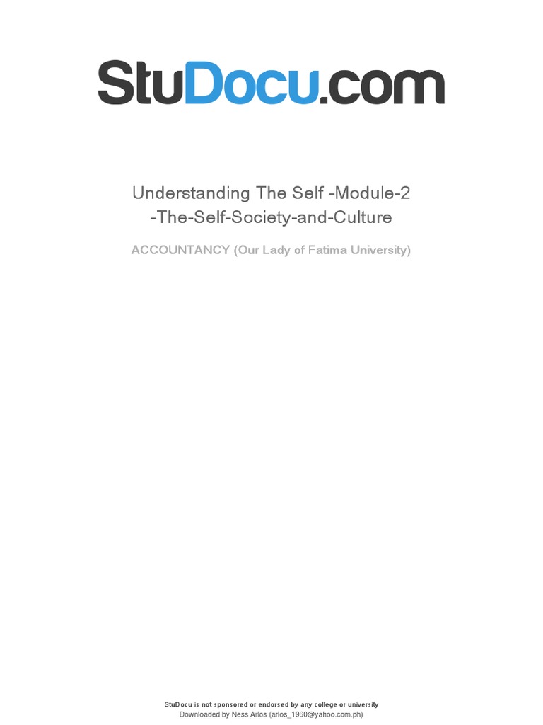 Understanding The Self Module 2 The Self Society and Culture | PDF | Self | Family