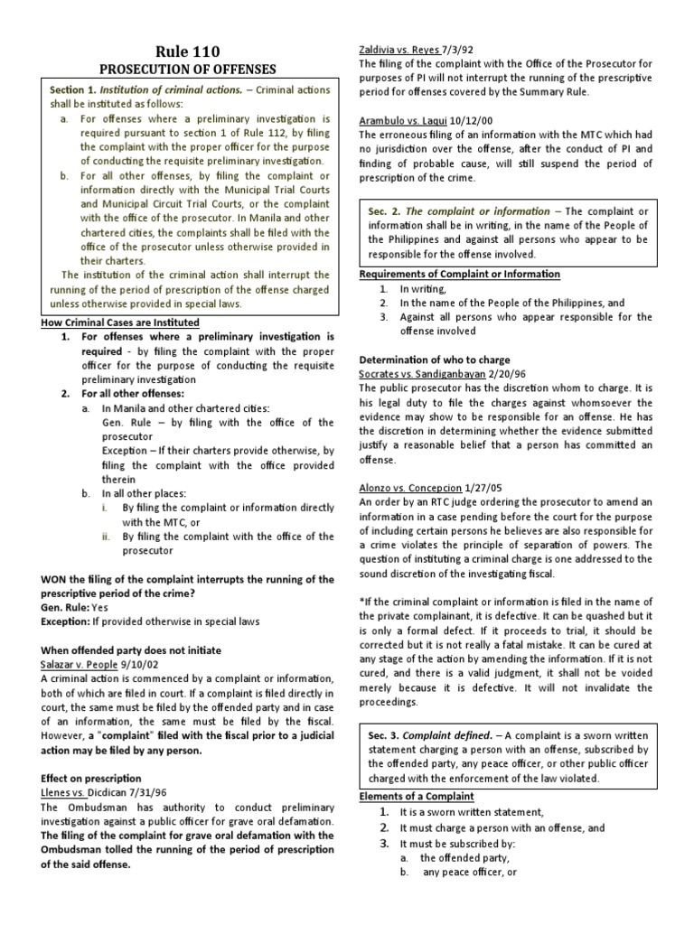 1st Exam Reviewer Rule 110 113 126 | PDF | Prosecutor | Lawsuit