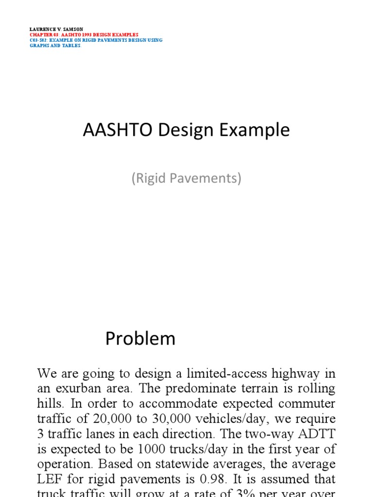 AASHTO Design Example: (Rigid Pavements) | PDF | Young's Modulus | Road ...