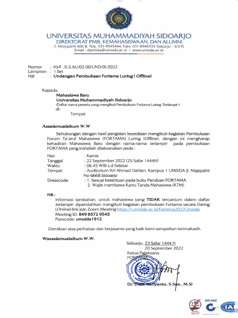 Undangan Pembukaan Fortama Luring 2022 1 | PDF