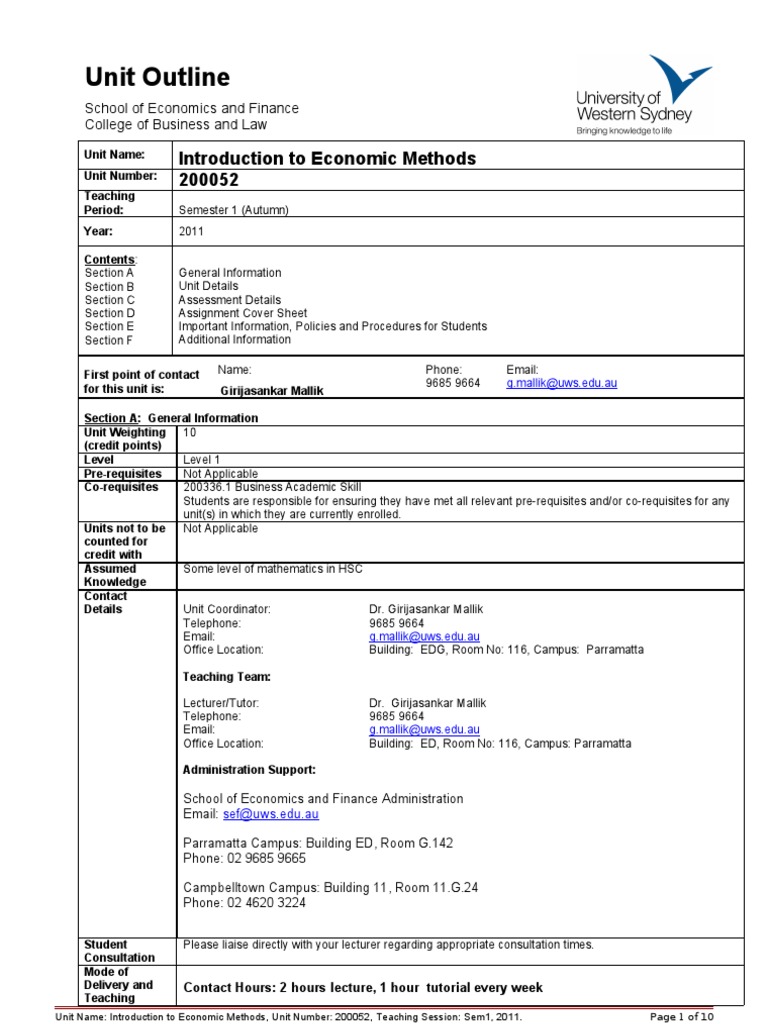 Introduction To Economic Methods | PDF | Lecture | Statistics