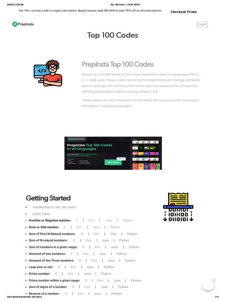 Top 100 Codes PREP INSTA | PDF | String (Computer Science) | Matrix (Mathematics)