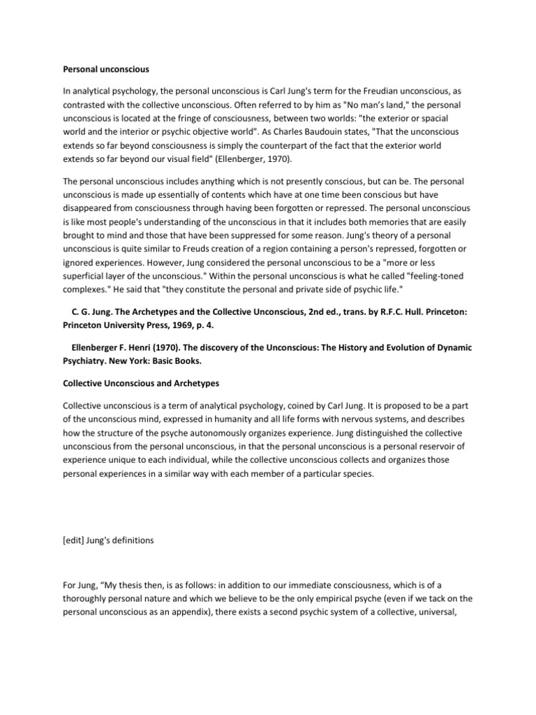 Carl Jung Project Personal Unconscious | PDF | Analytical Psychology ...