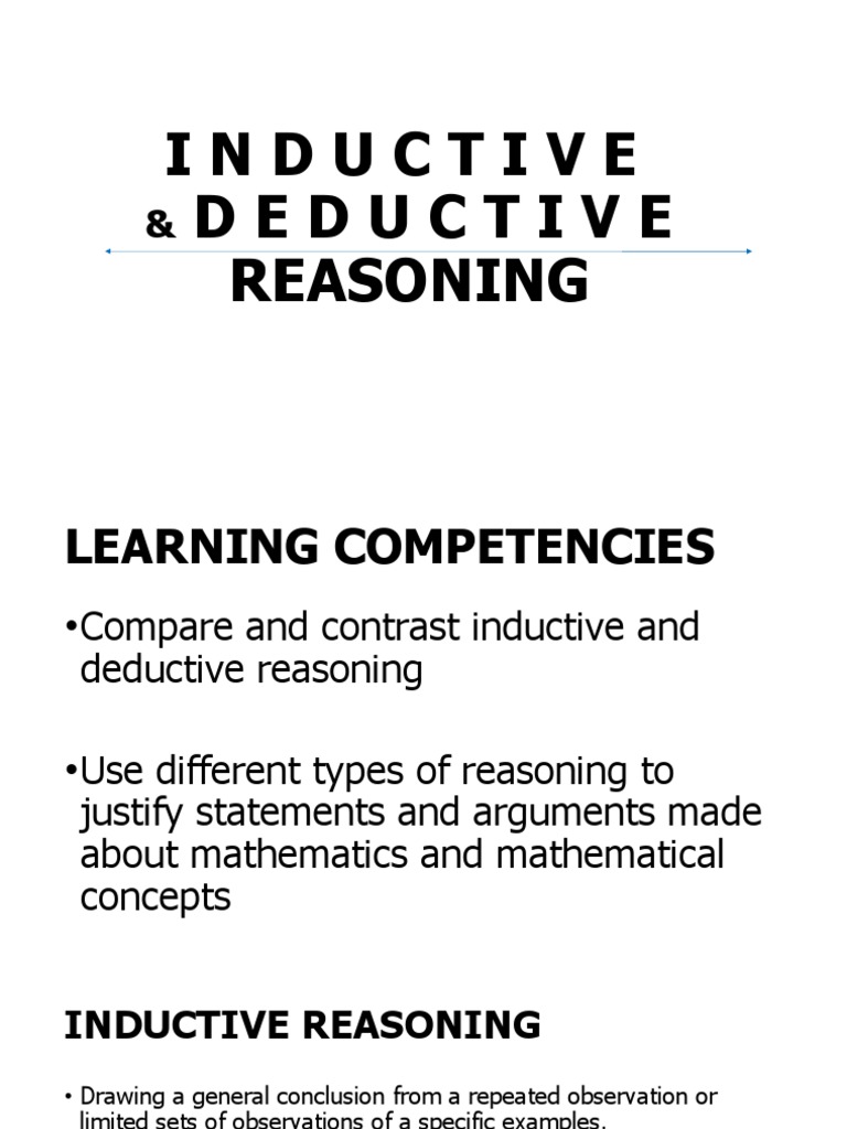 Lesson 1 - Inductive & Deductive Reasoning (Midterm Coverage) | PDF | Inductive Reasoning ...