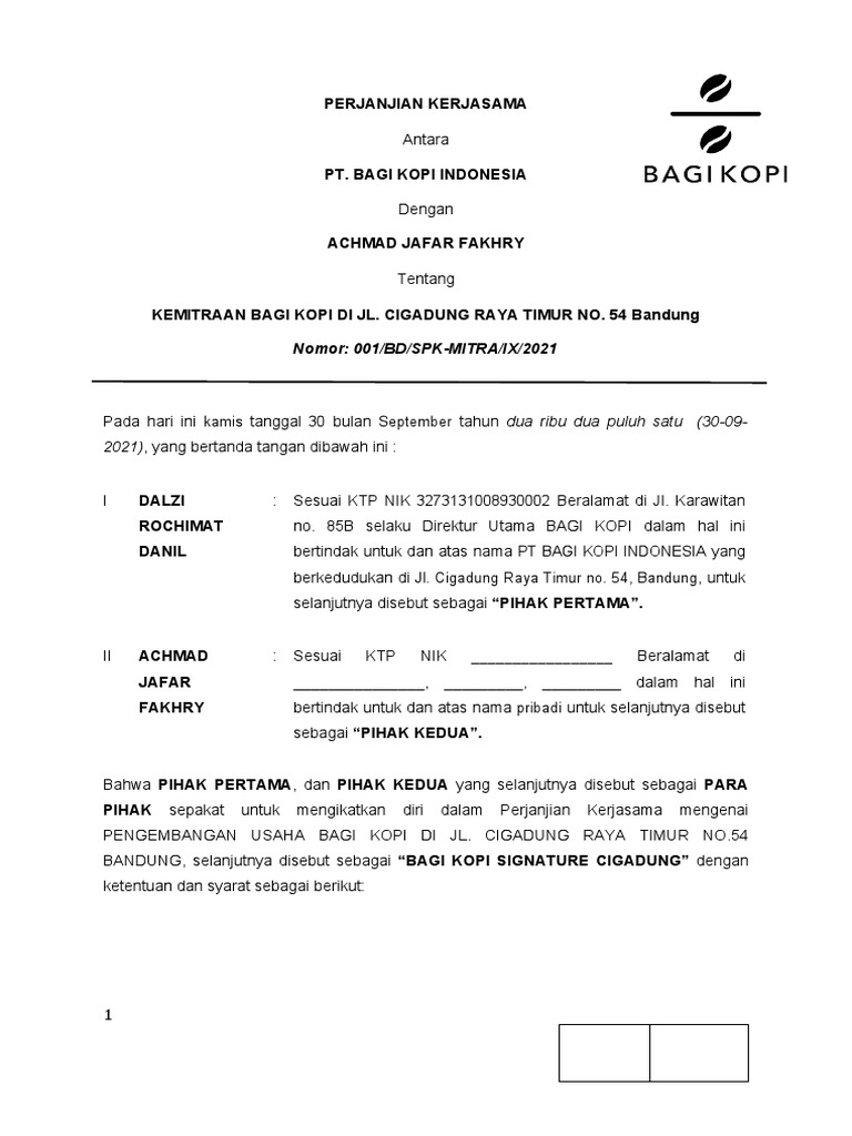 Draft SPK Investor Cigadung - Jafar | PDF | Hukum