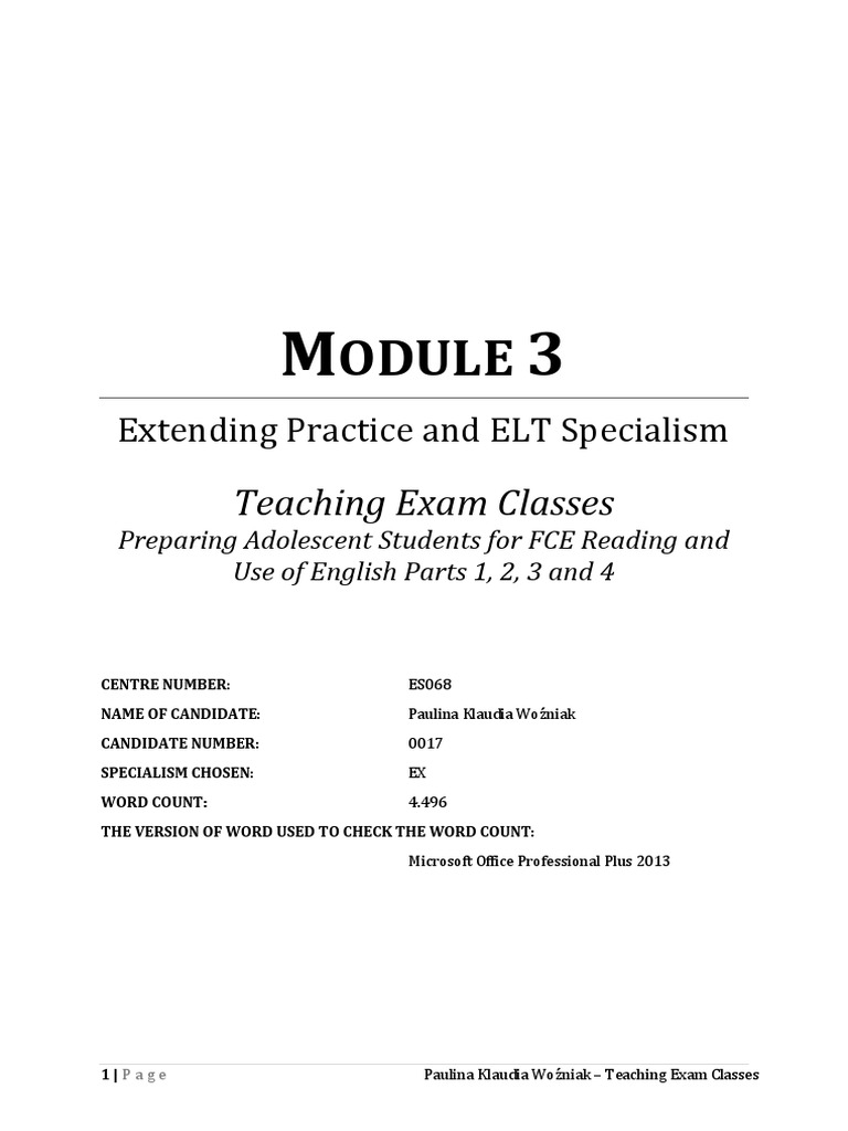 MODULE 3 Extending Practice and ELT Spec | PDF | Teachers | English As A Second Or Foreign Language