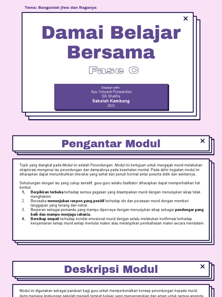 Modul Projek Bangunlah Jiwa Dan Raganya - Damai Belajar Bersama - Fase C | PDF
