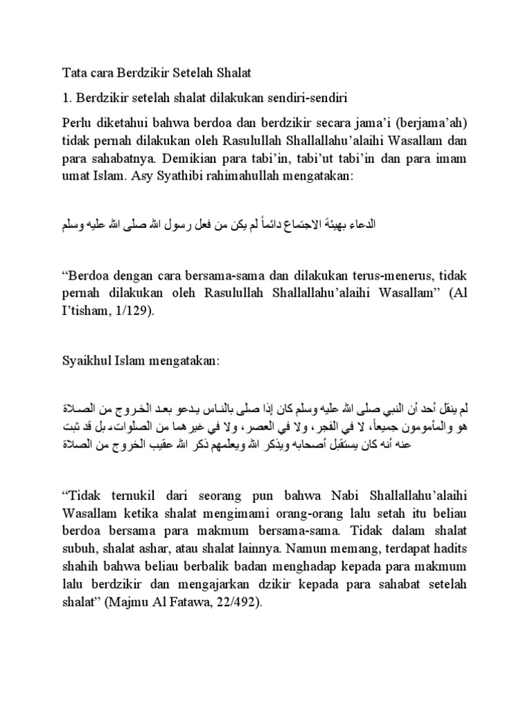 Jikir Dan Doa Stelah Solat | PDF