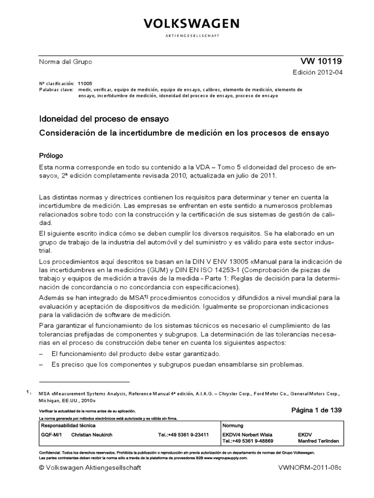 VW 10119 Es | PDF | Medición | Incertidumbre