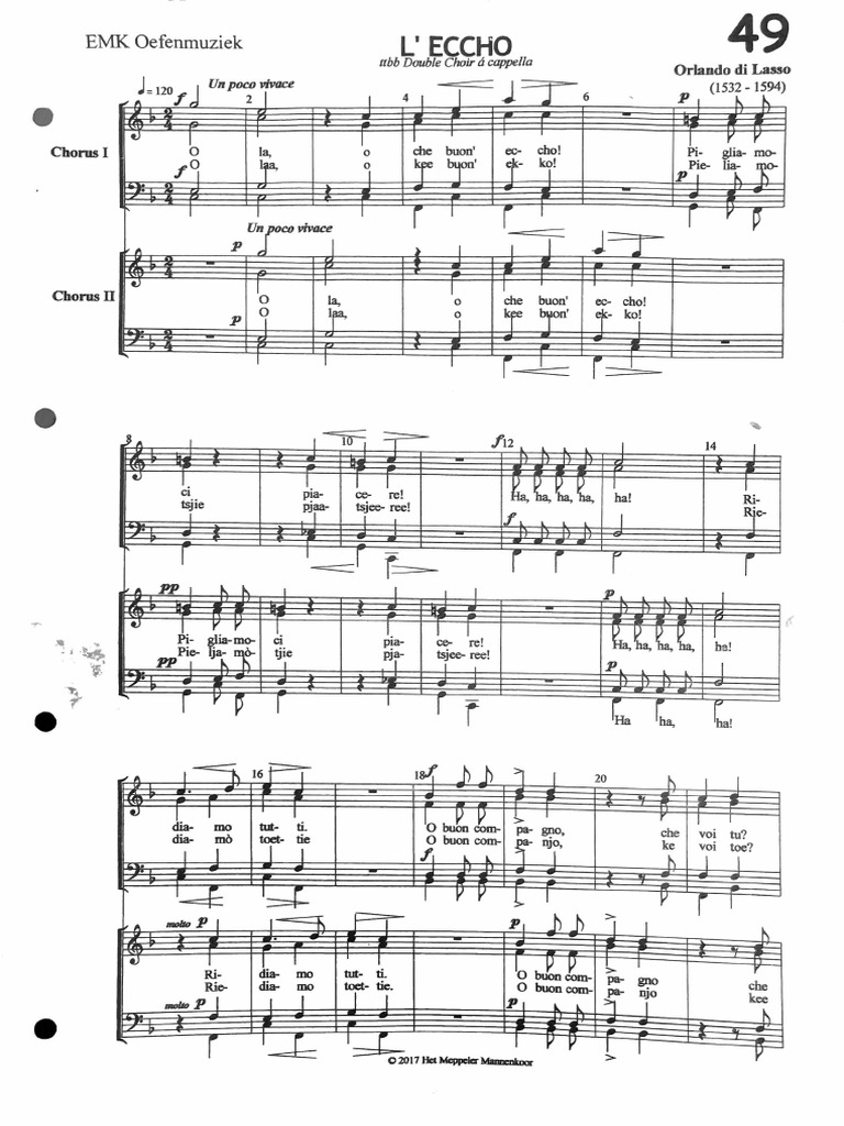 L'eccho Orlando Di Lasso | PDF