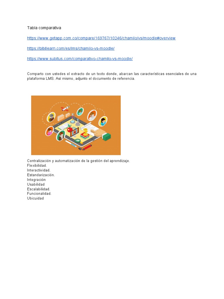 Tabla Comparativa Chamilo - Moodle | PDF