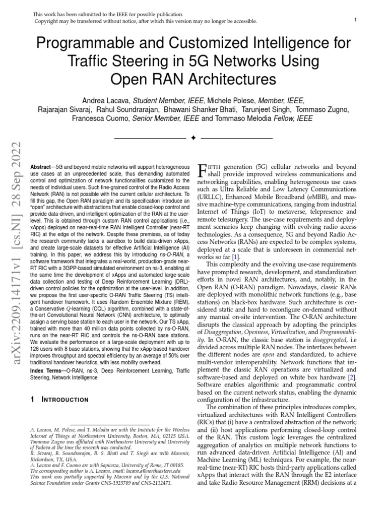 Programmable and Customized Intelligence For Traffic Steering in 5G Networks Using Open RAN ...