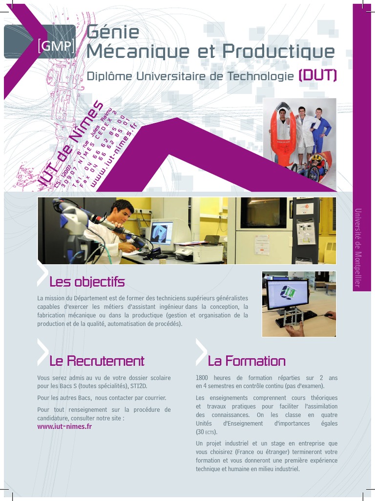 DUT GMP : Formation et Débouchés | PDF