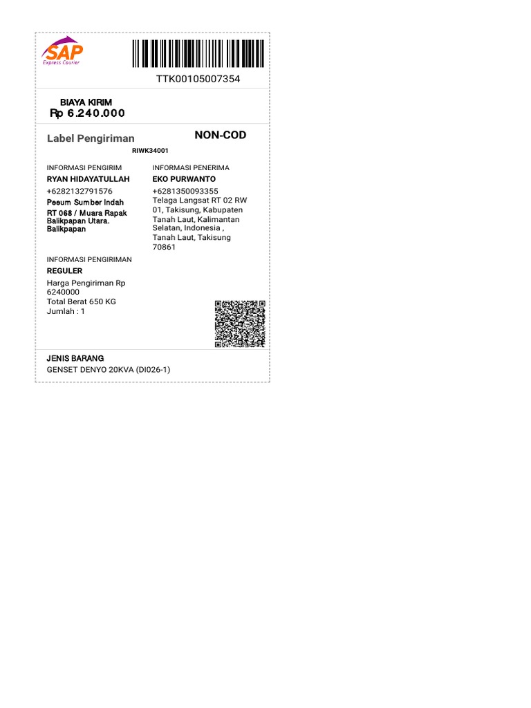 SAP - EXPRESS - AWB Document | PDF