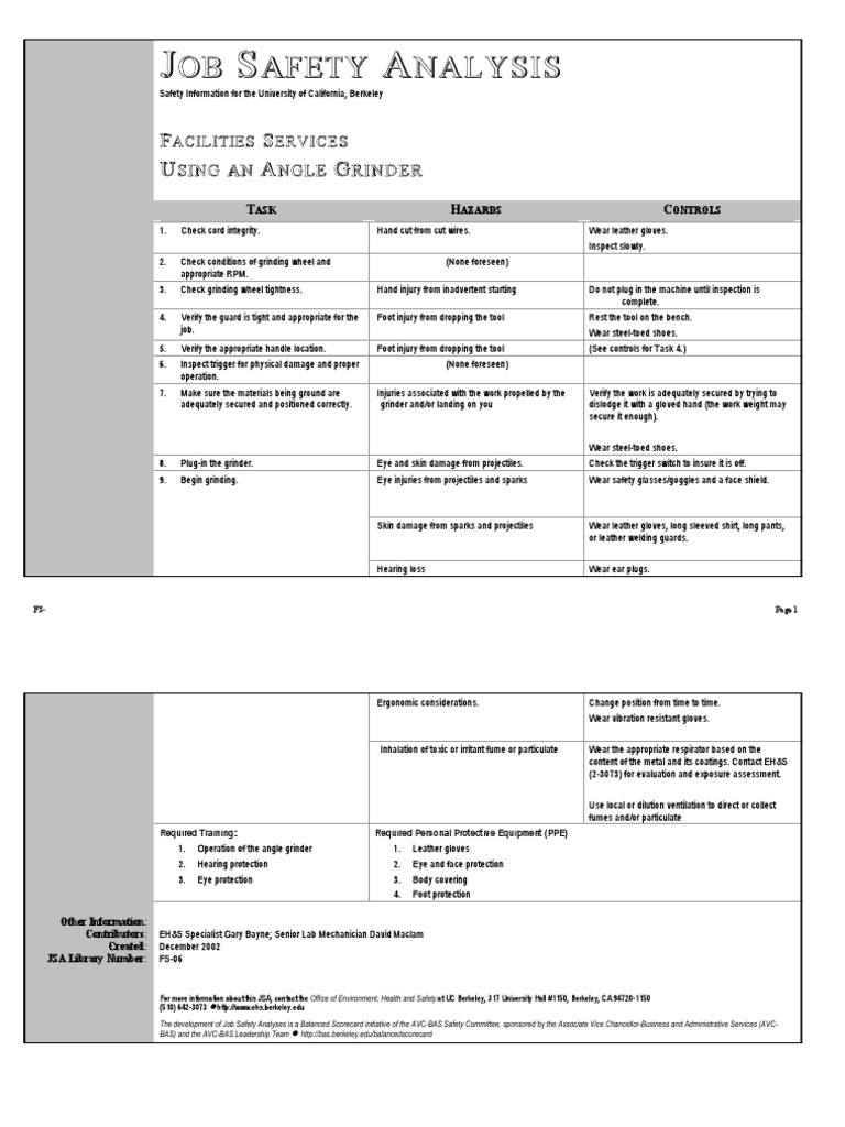 UC Berkeley Grinder Safety Guide | PDF | Personal Protective Equipment ...