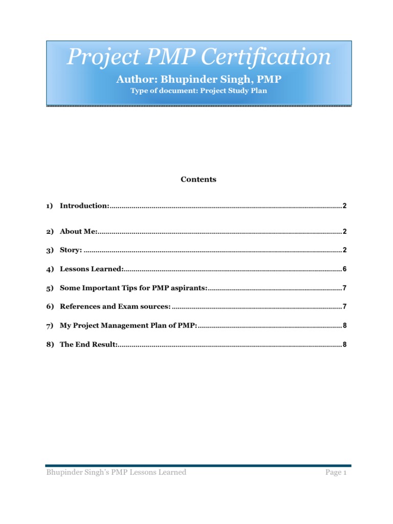 PMP Study Plan Template for India | PDF | Test (Assessment) | Project ...